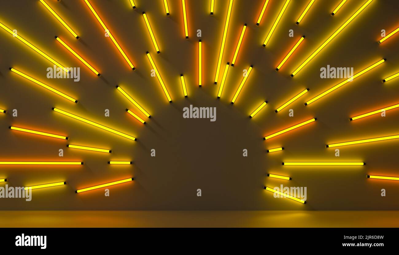 Lamps on the wall in a circle, background scene for product display, 3d ...