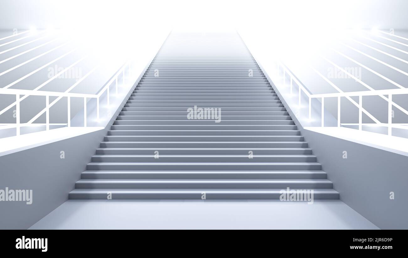 White stairs realistic 3d background illustration Stock Photo - Alamy