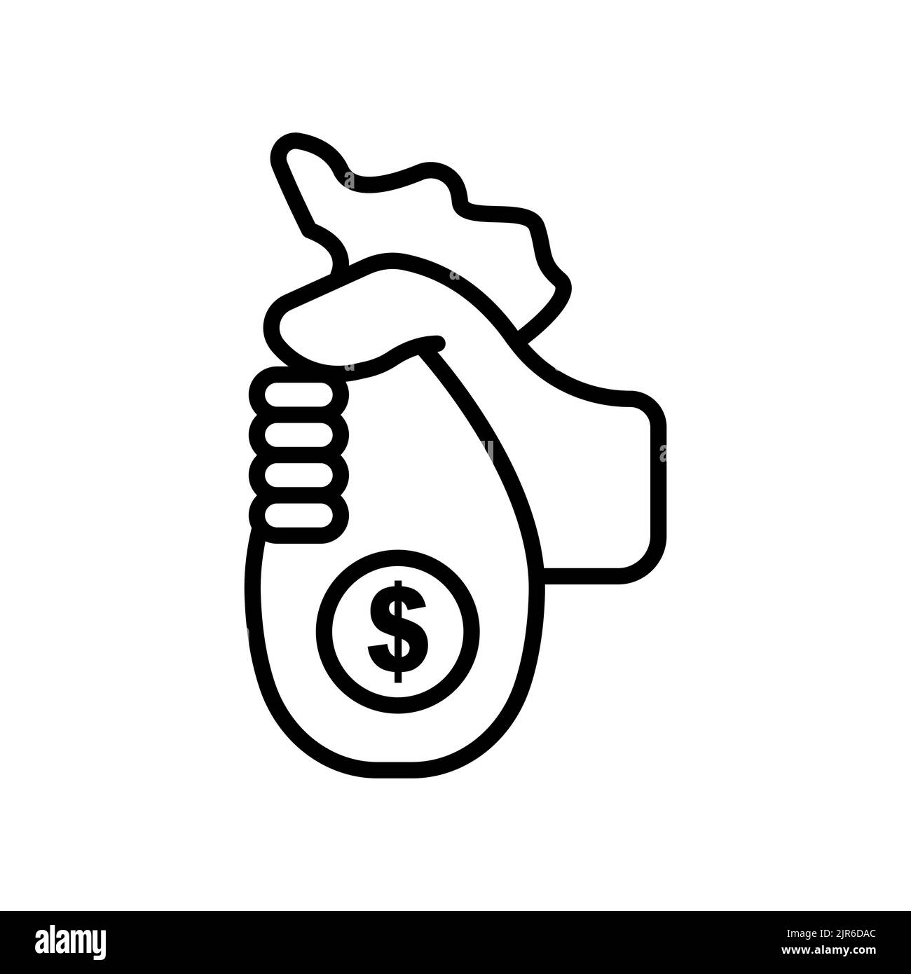 Hand holding money bag icon. icon related to charity, business. Line ... Hand holding money bag icon. icon related to charity, business. Line ...