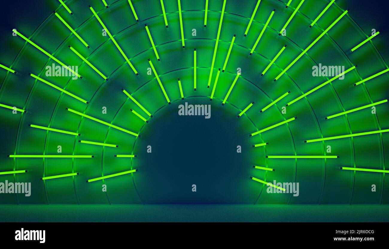 Lamps on the wall in a circle, background scene for product display, 3d ...