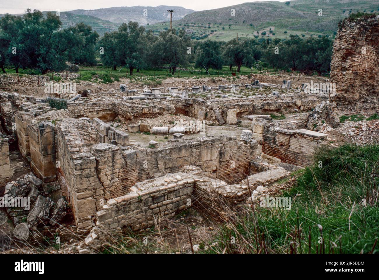 View over Praetorium in archeological site Gortys (Gortyn), former ...