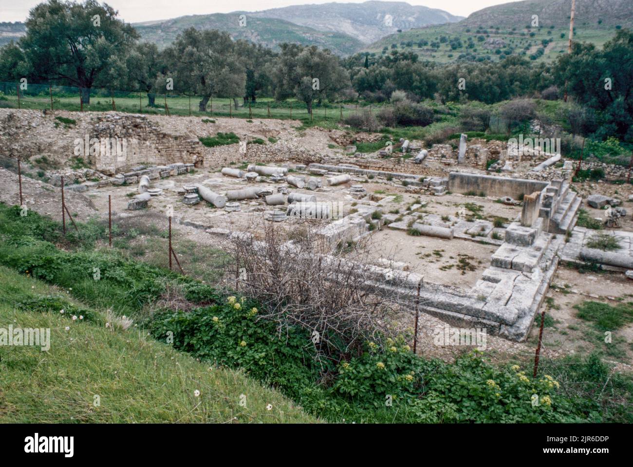 Temple of Pythian Apollo in archeological site Gortys (Gortyn), former ...