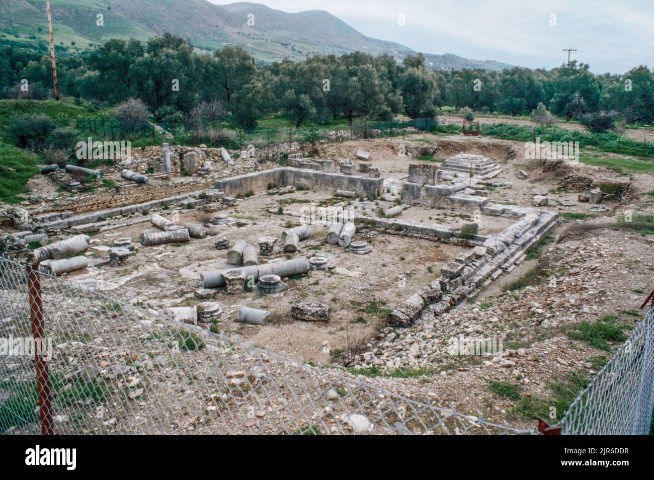 Temple of Pythian Apollo in archeological site Gortys (Gortyn), former ...