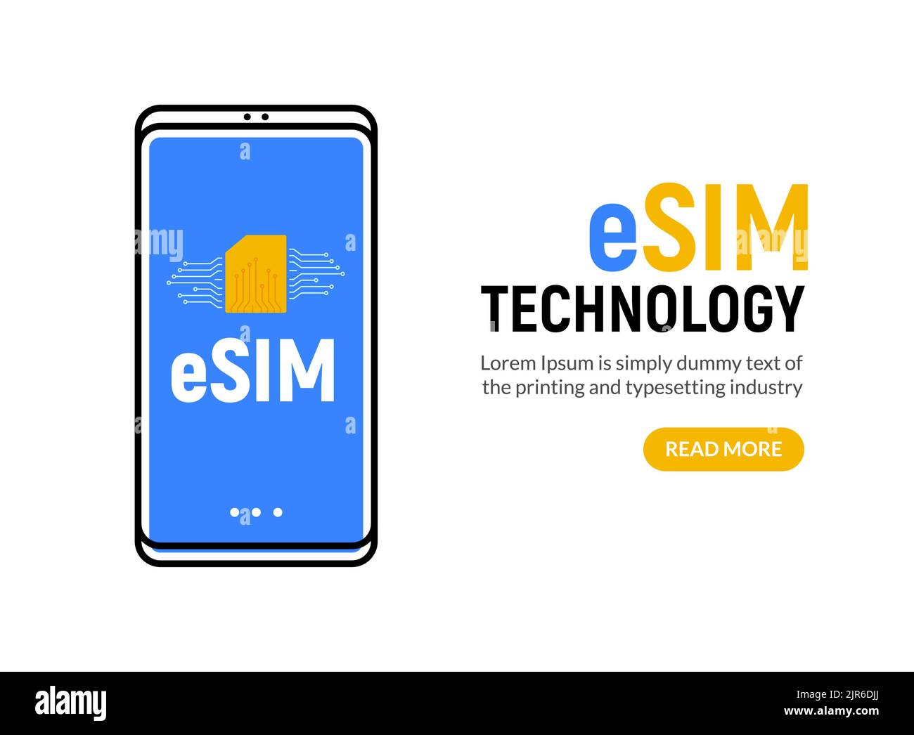 Esim technology digital card microchip phone gsm mobile vector concept ...