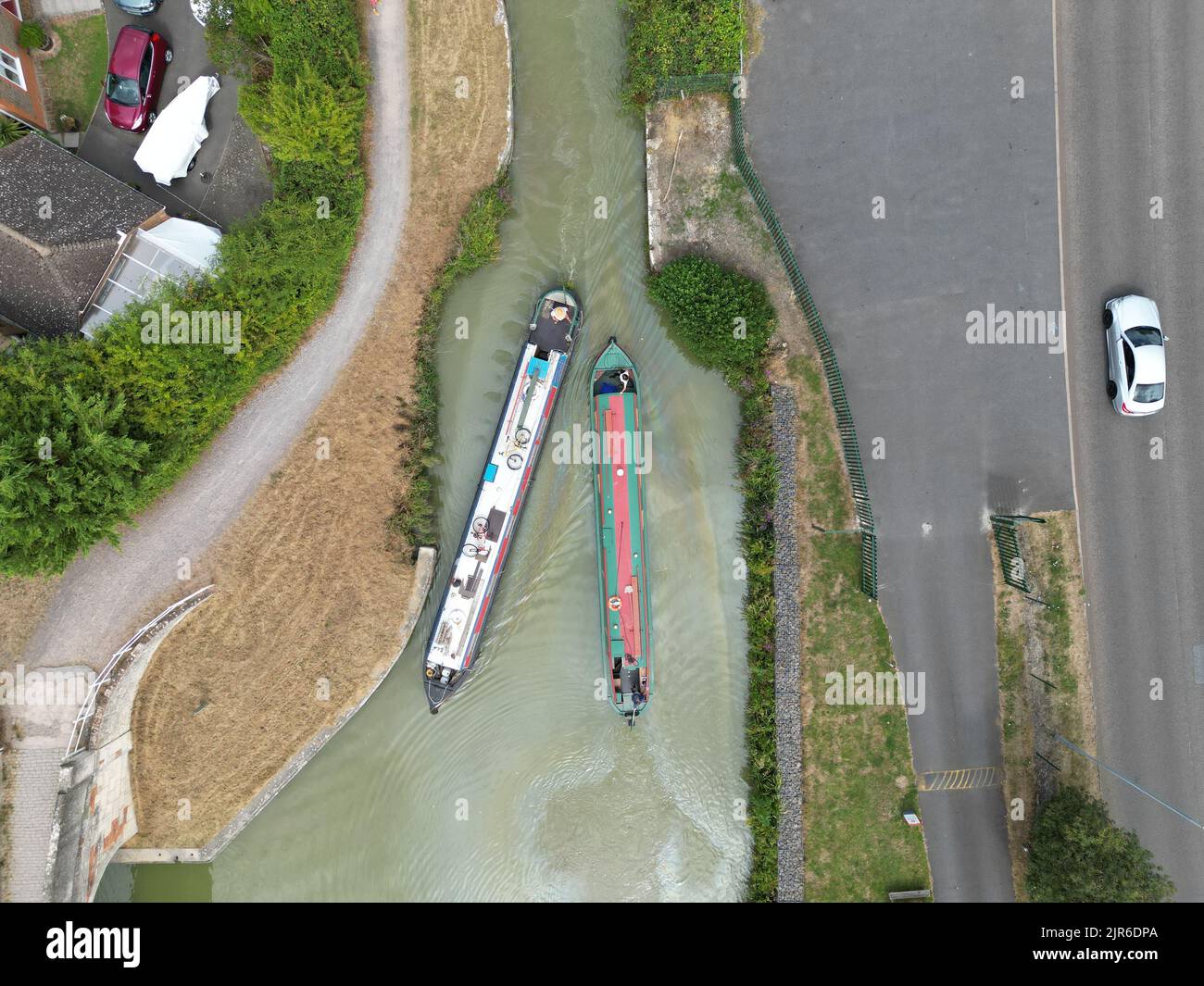 A top view of barges in the harbor in Trowbridge, Wiltshire Stock Photo ...