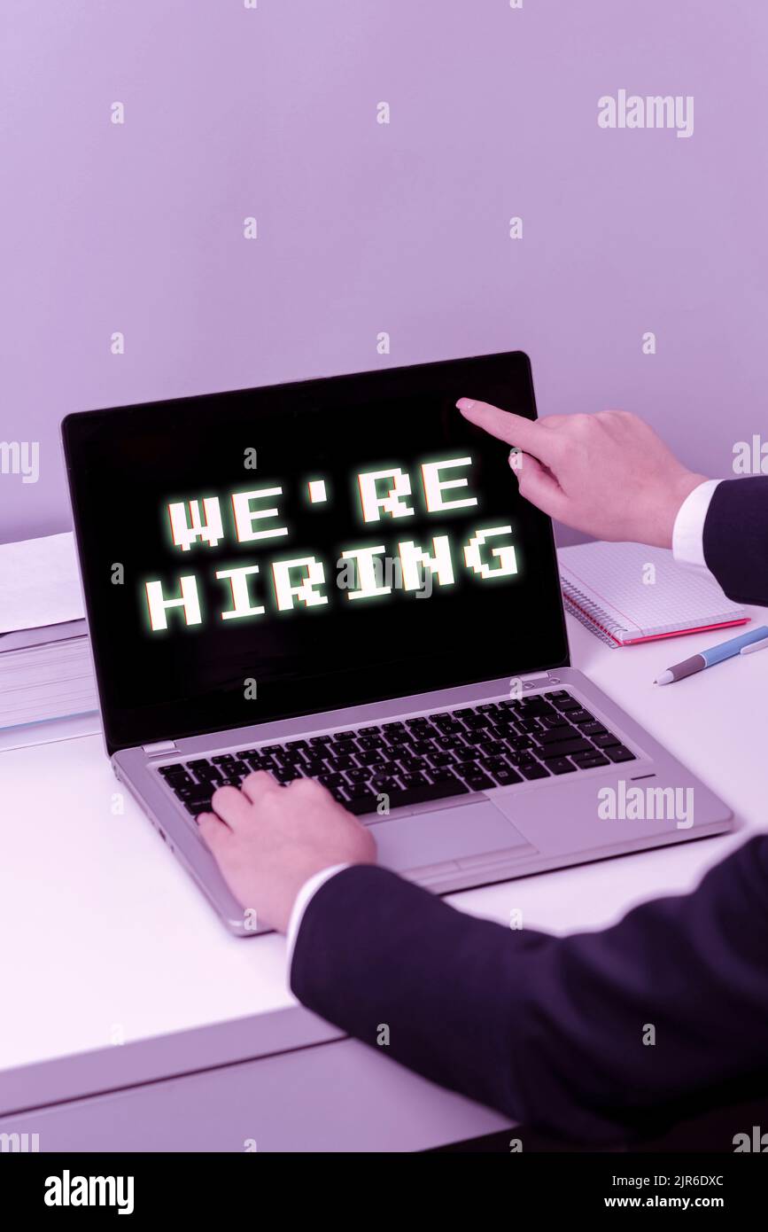 Conceptual caption We Re Are Hiring. Word for Advertising Employment ...