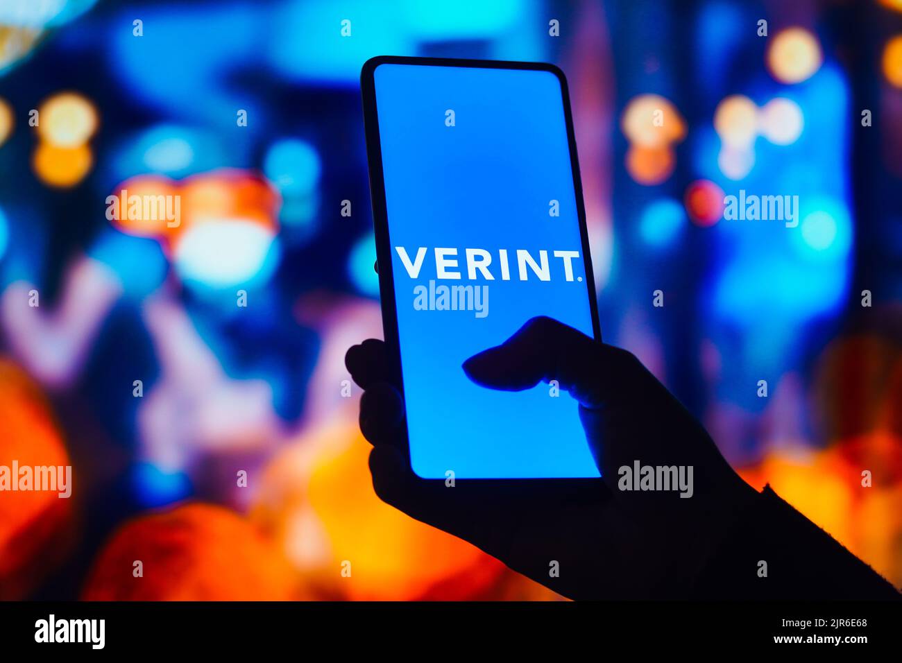 In this photo illustration, the Verint Systems logo is displayed on a ...