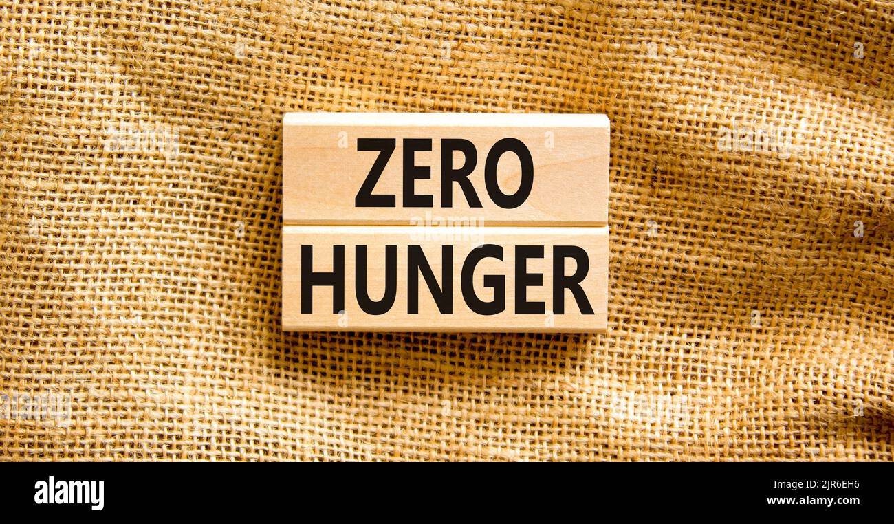 Zero hunger symbol. Concept words Zero hunger on wooden blocks on a ...
