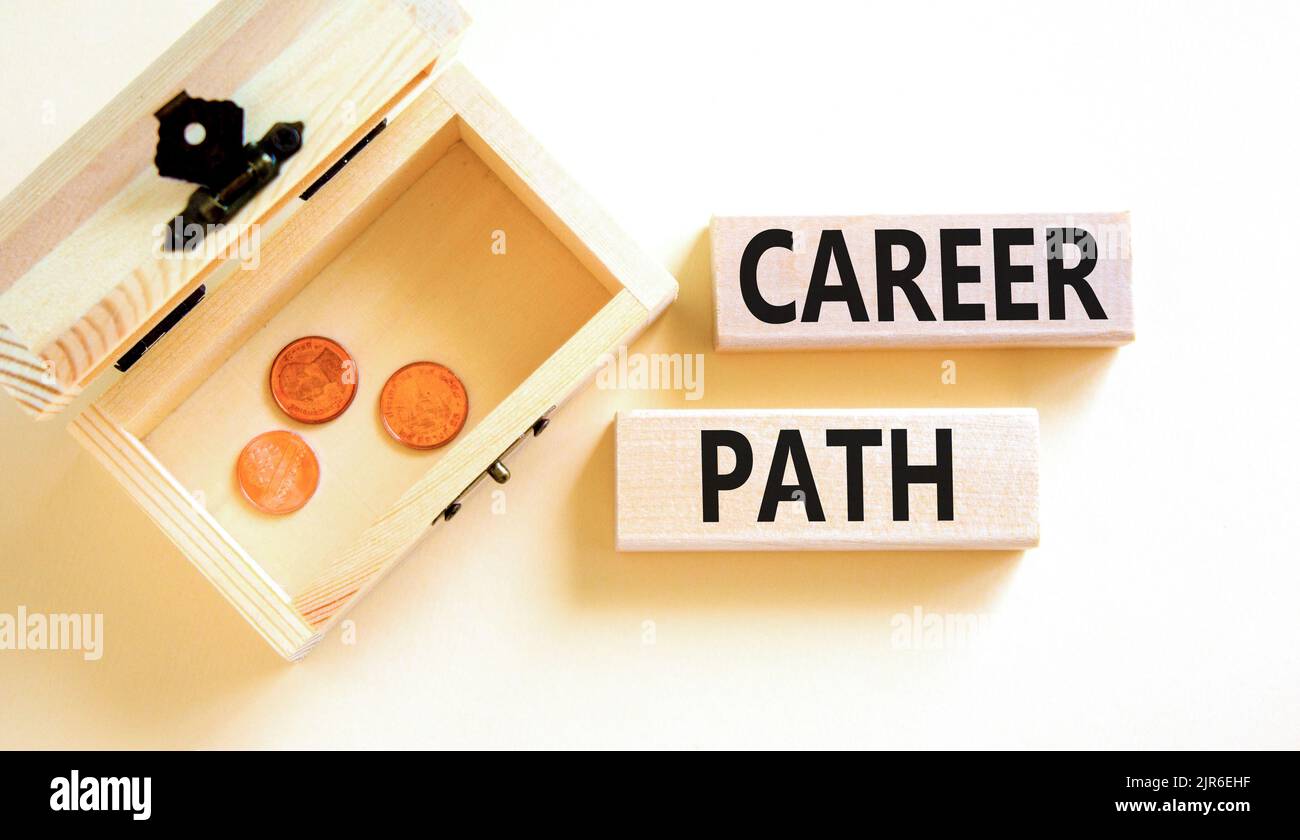 Career path symbol. Concept words Career path on wooden blocks on a ...