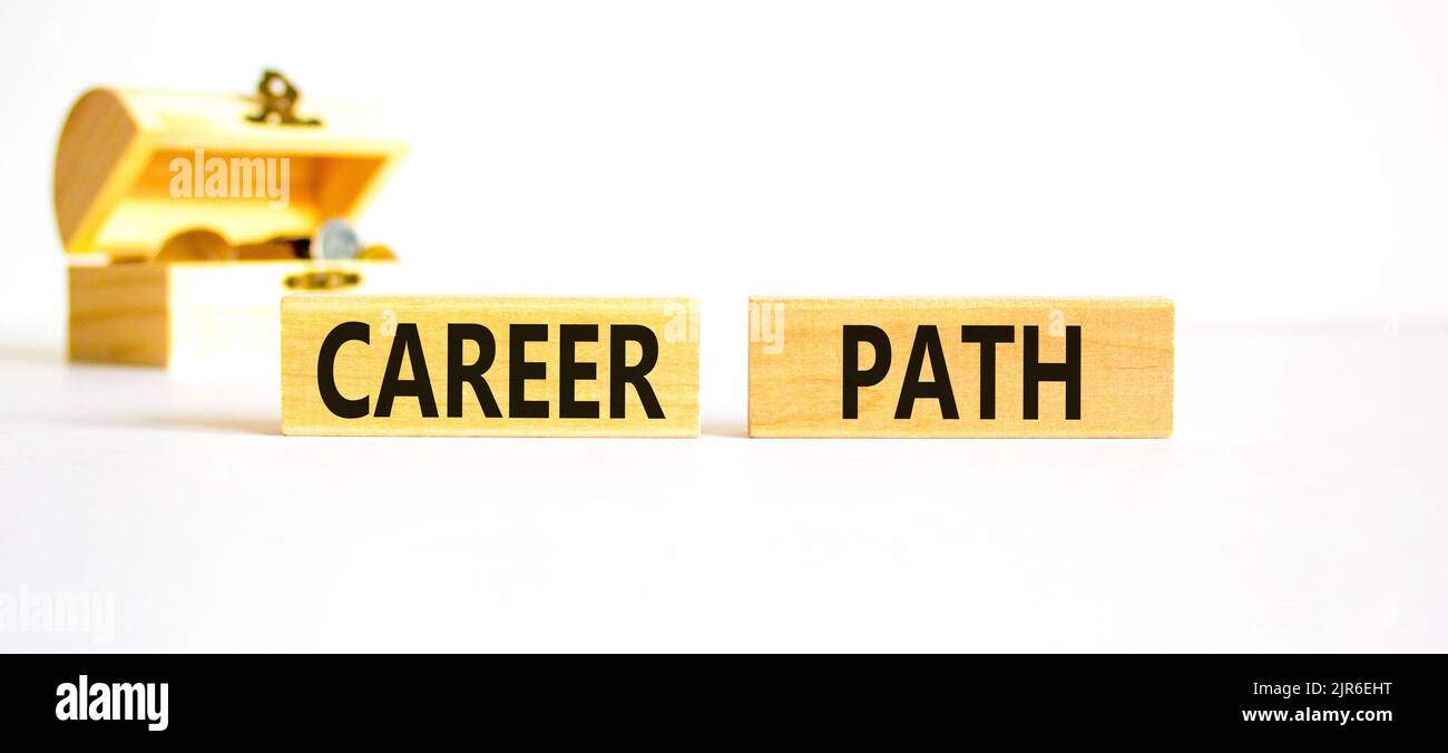 Career path symbol. Concept words Career path on wooden blocks on a ...