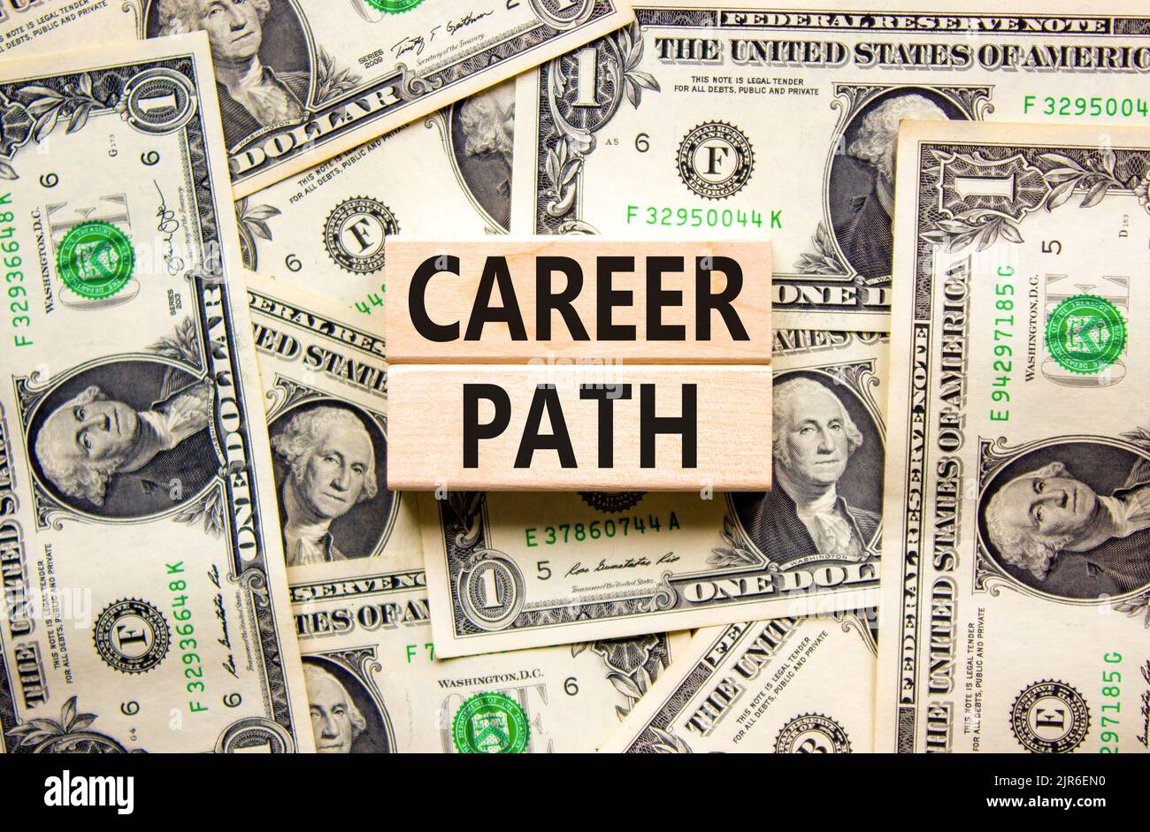 Career path symbol. Concept words Career path on wooden blocks on a ...