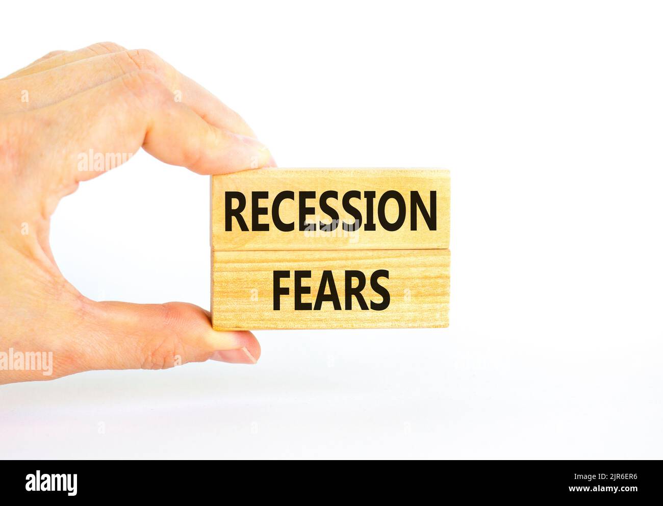 Recession fears symbol. Concept words Recession fears on wooden blocks ...
