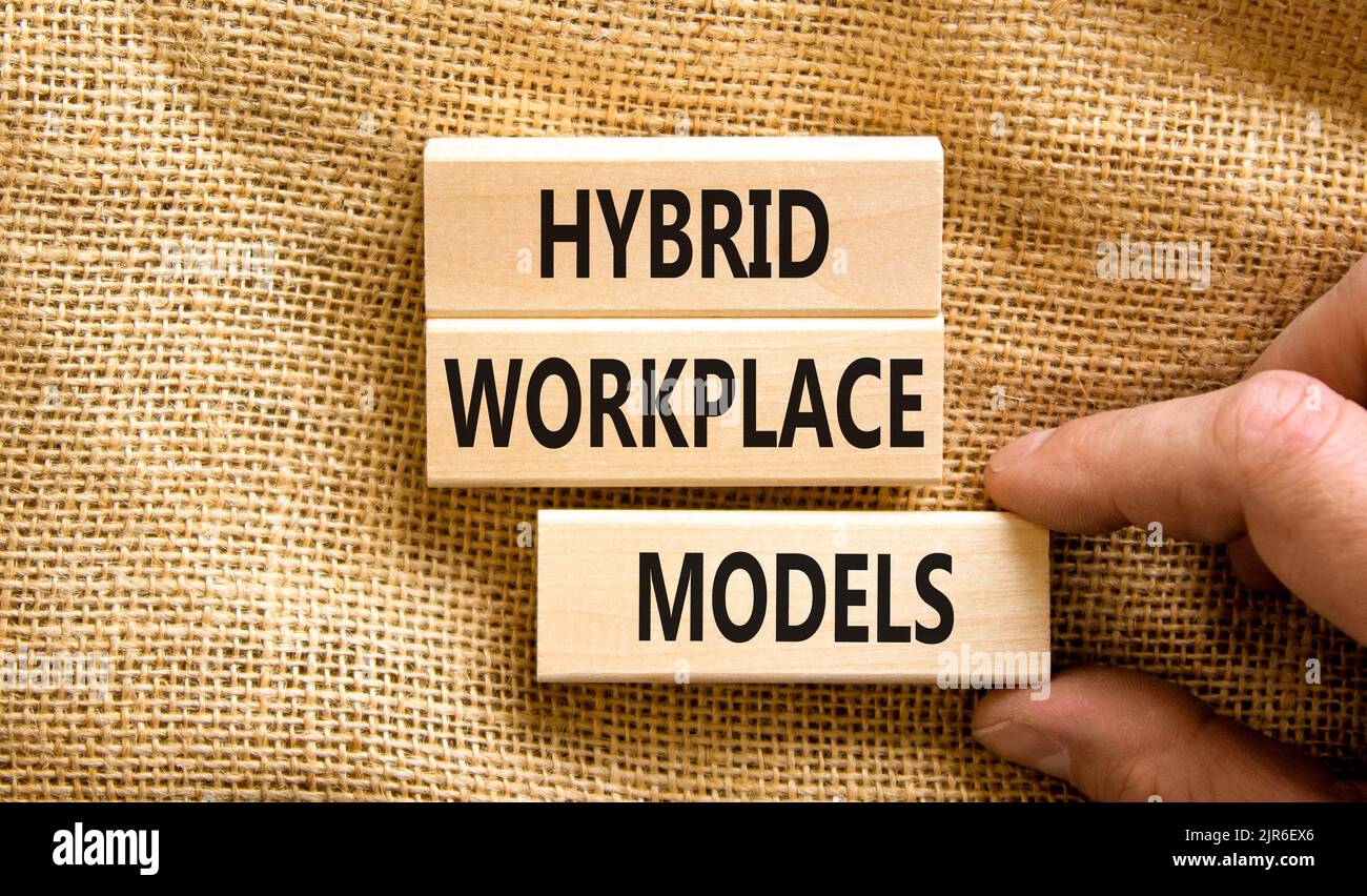 Hybrid workplace models symbol. Concept words Hybrid workplace models ...