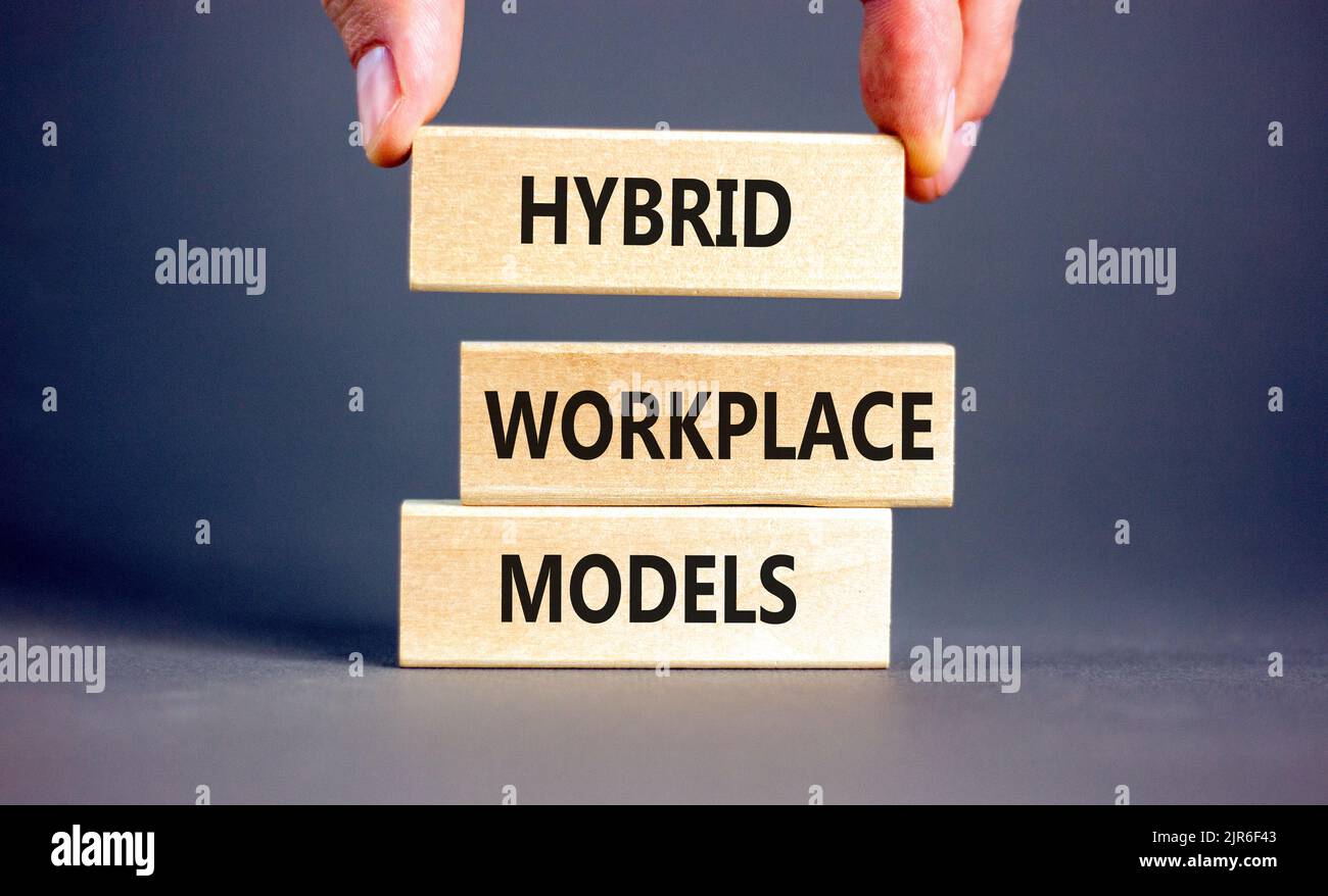 Hybrid workplace models symbol. Concept words Hybrid workplace models ...
