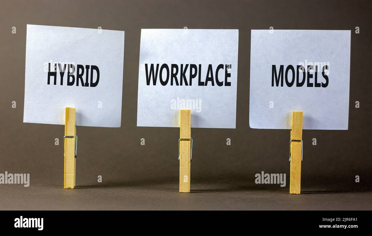 Hybrid workplace models and support symbol. Concept words Hybrid ...