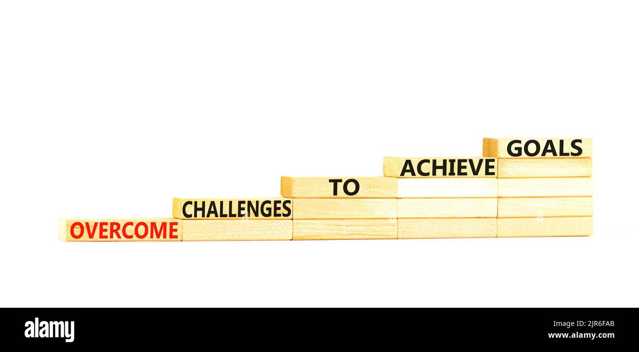 Overcome challenges to achieve goals symbol. Concept words Overcome ...