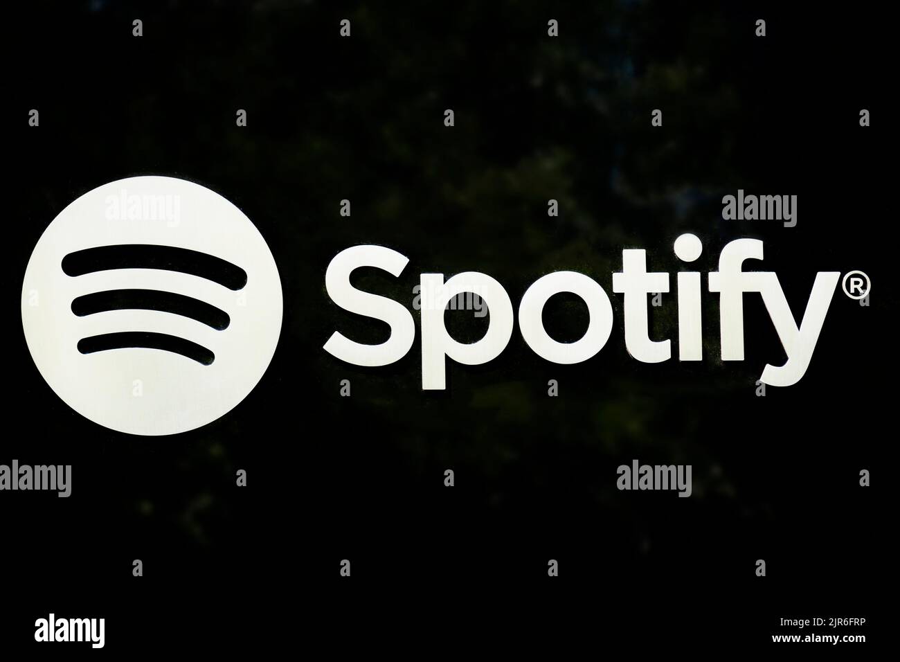 Spotify business sign at 4 World Trade Center in the financial district ...