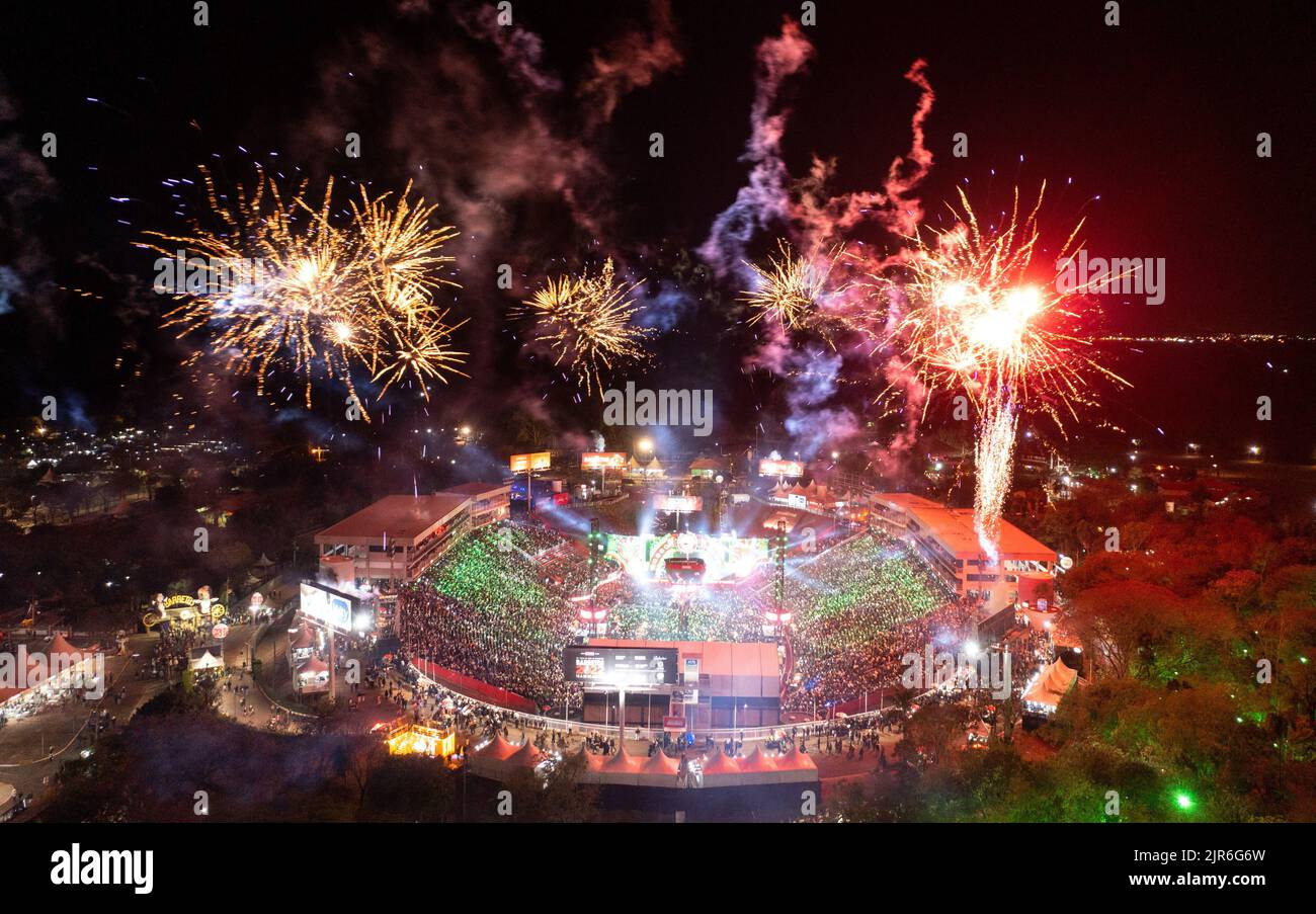 Aerial views of the crowd for Gusttavo Lima in Barretos, Brazil on Aug ...