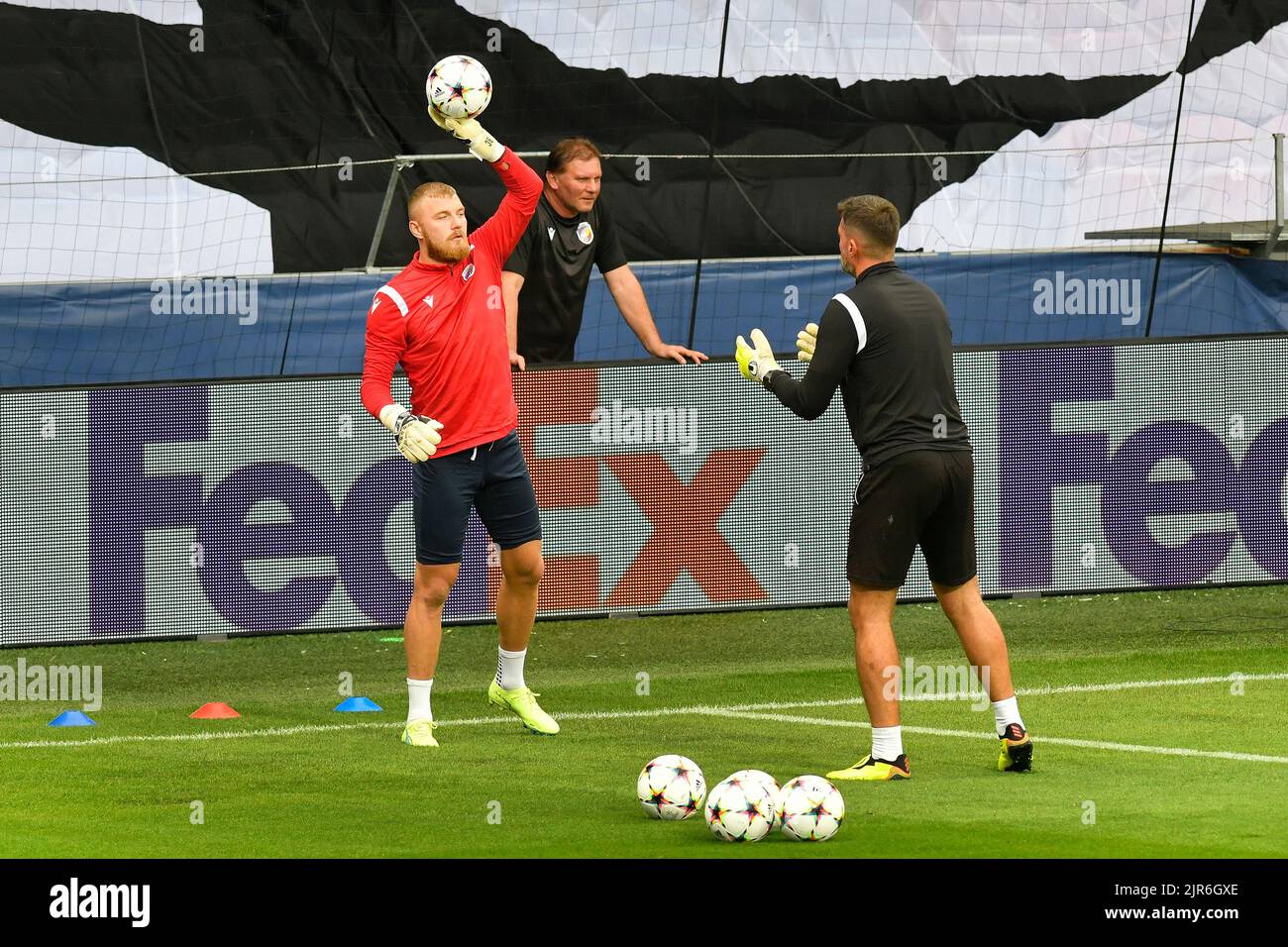 Pilsen, Czech Republic. 22nd Aug, 2022. Soccer players of Viktoria ...