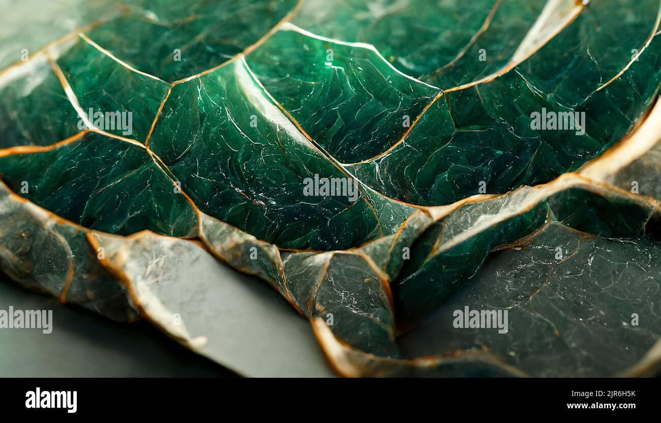A hyper-detailed 3D render of rare emerald green stones for cool ...
