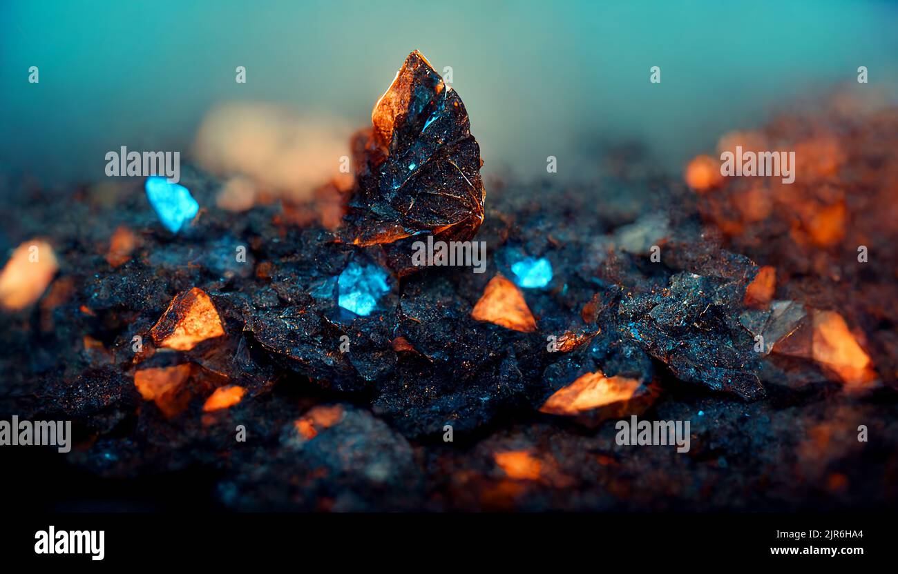 A hyper-detailed 3D render of lava particles and rare stones for cool ...