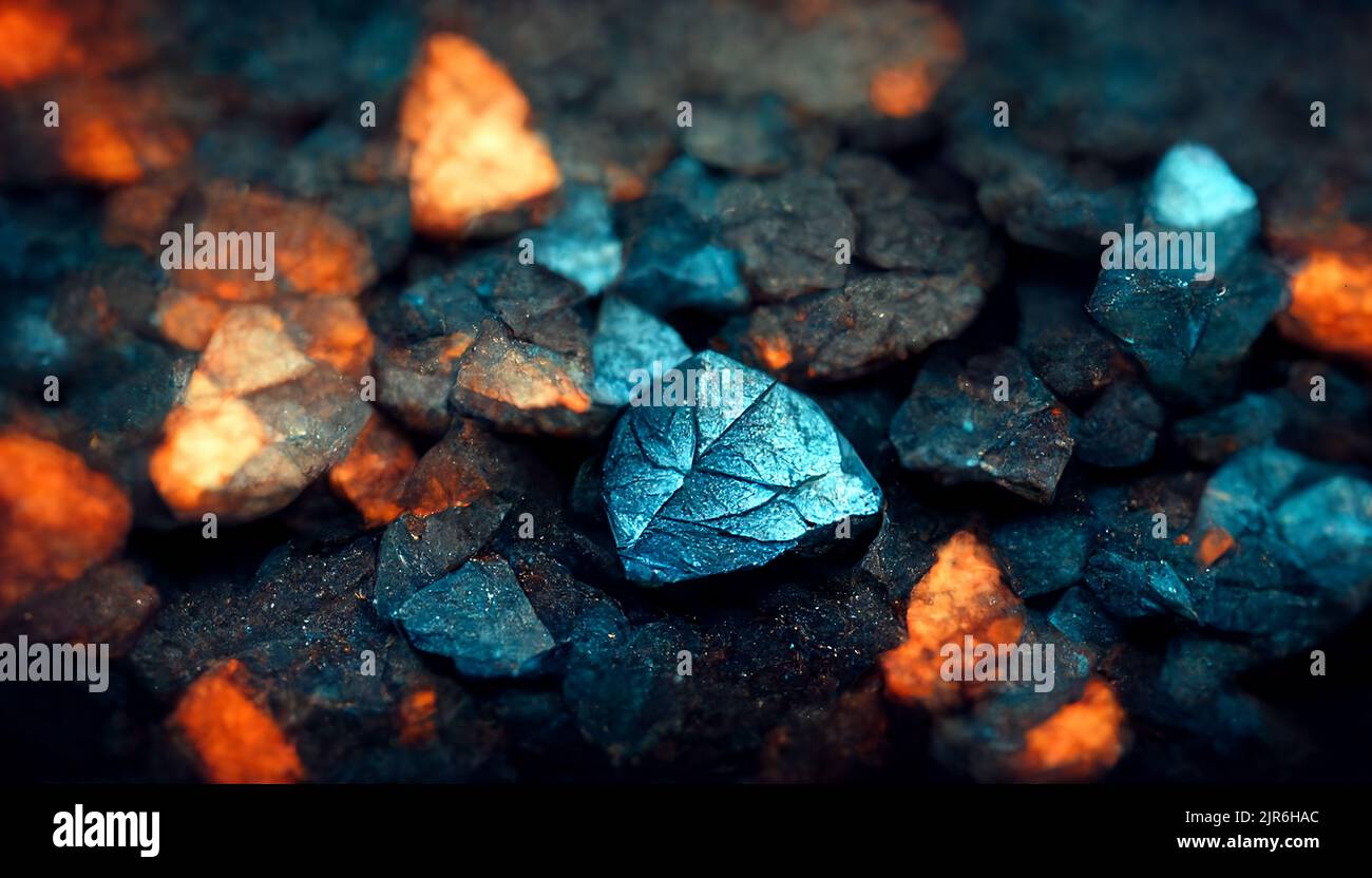 A hyper-detailed 3D render of lava particles and rare stones for cool ...