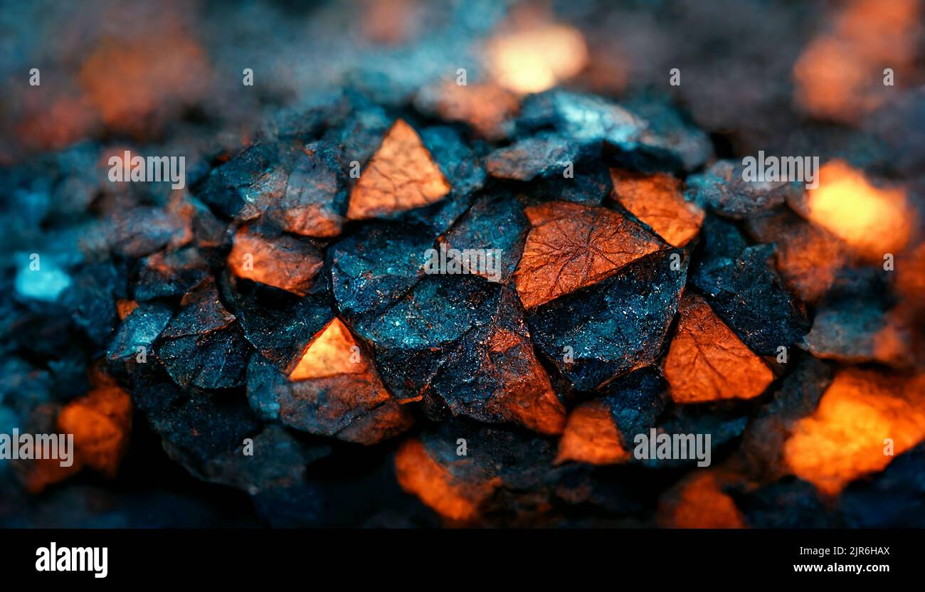 A hyper-detailed 3D render of lava particles and rare stones for cool ...