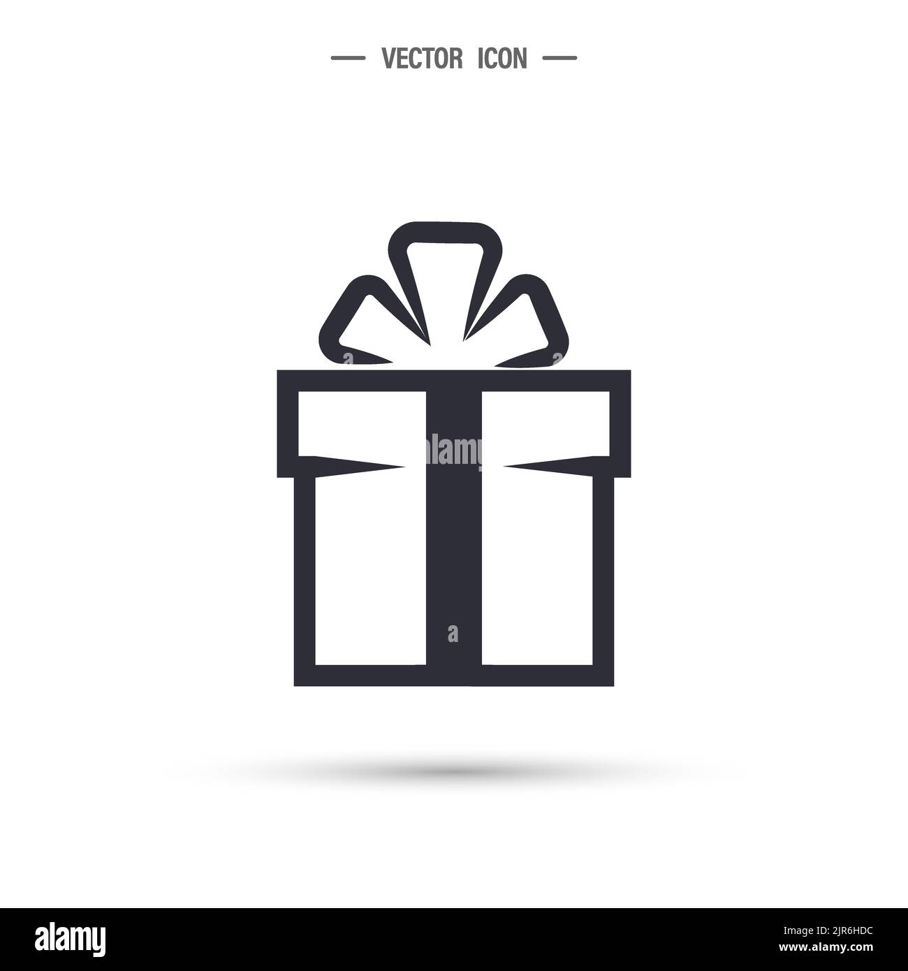 Gift box with ribbon line icon. Linear style pictogram. Vector ...