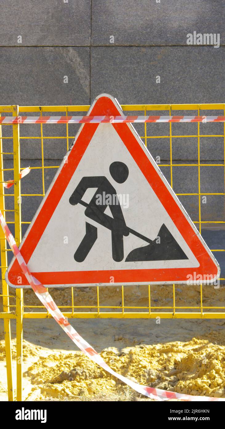 road works sign Stock Photo - Alamy