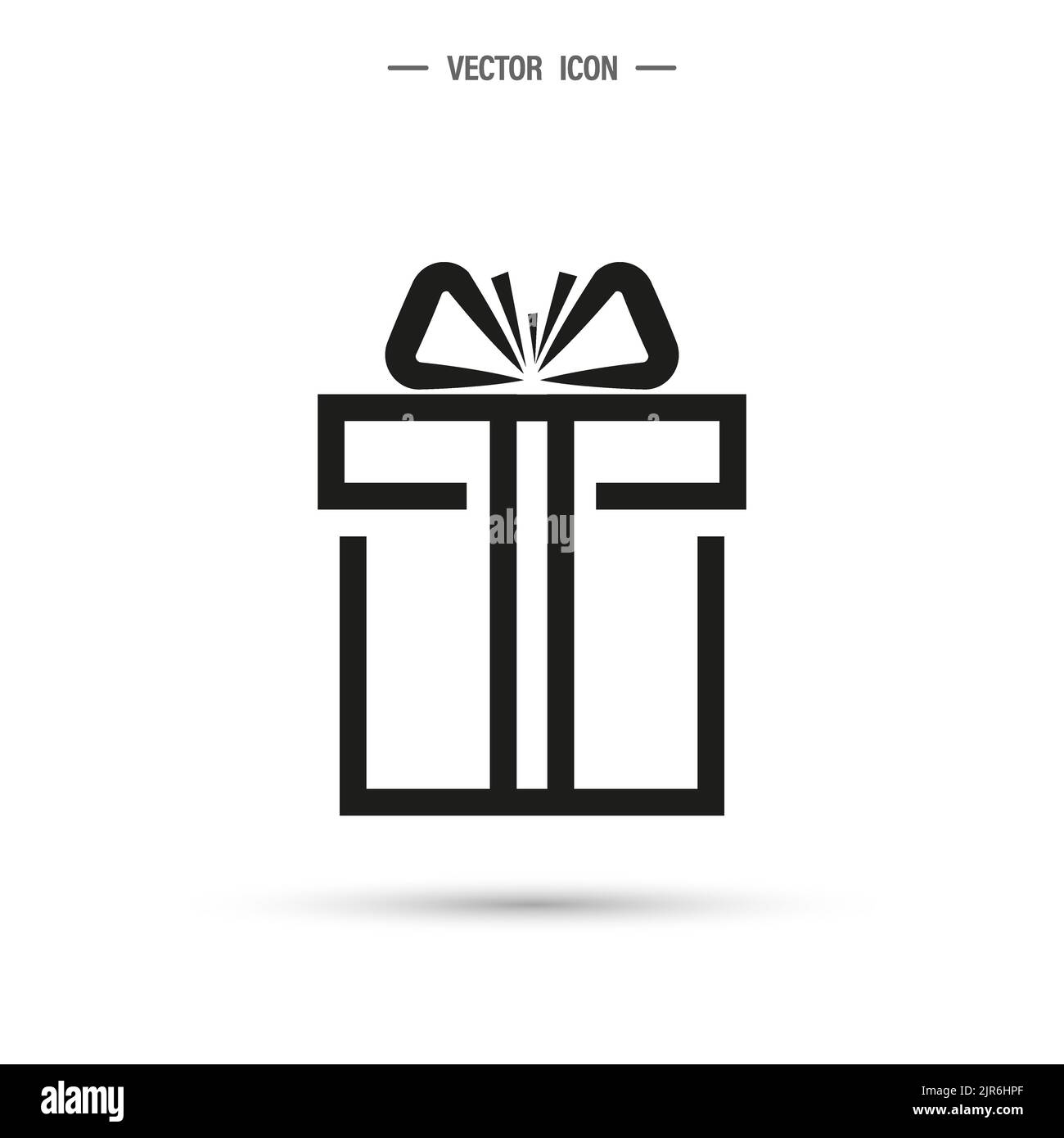 Gift box with ribbon line icon. Linear style pictogram. Vector ...