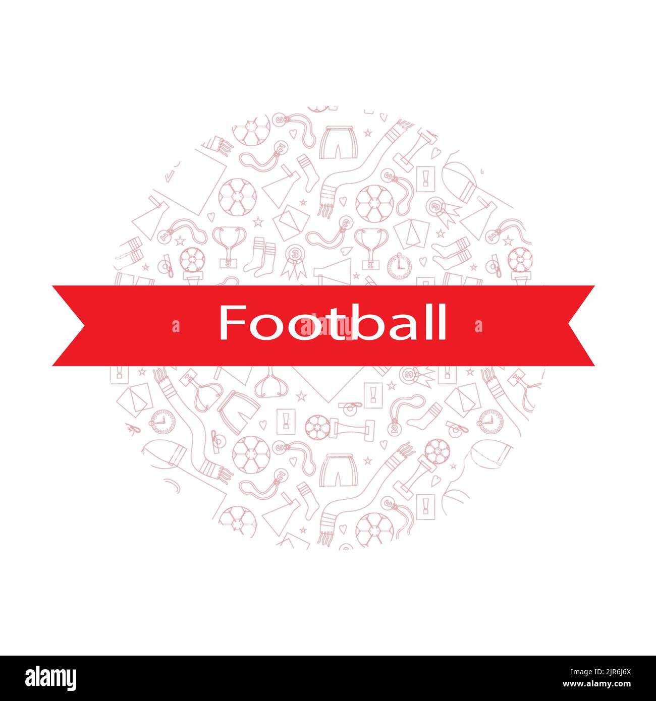 Seamless doodle objects for playing football. Invitation card below the ...