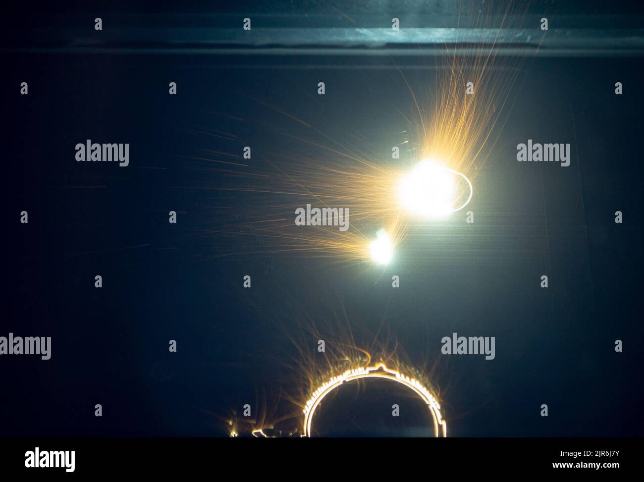 Metal 3D printer printing three-dimensional object from metal powder in ...