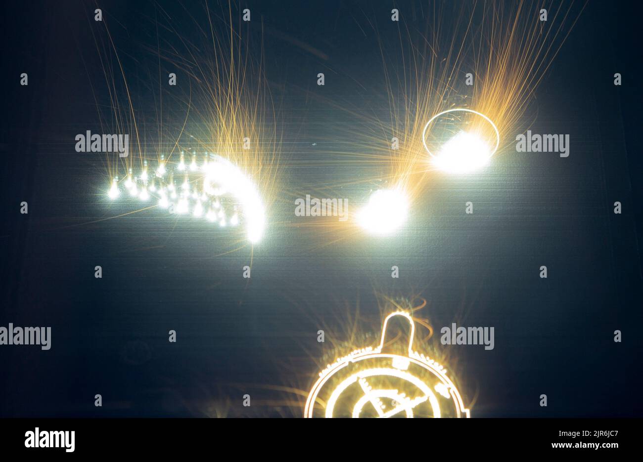 Metal 3D printer printing three-dimensional object from metal powder in ...