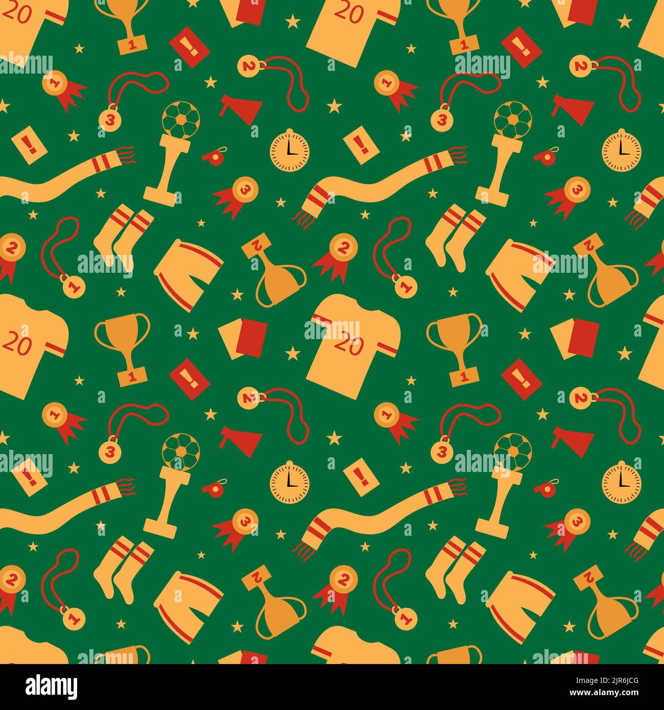 Seamless background with attributes of the game of football. Design ...