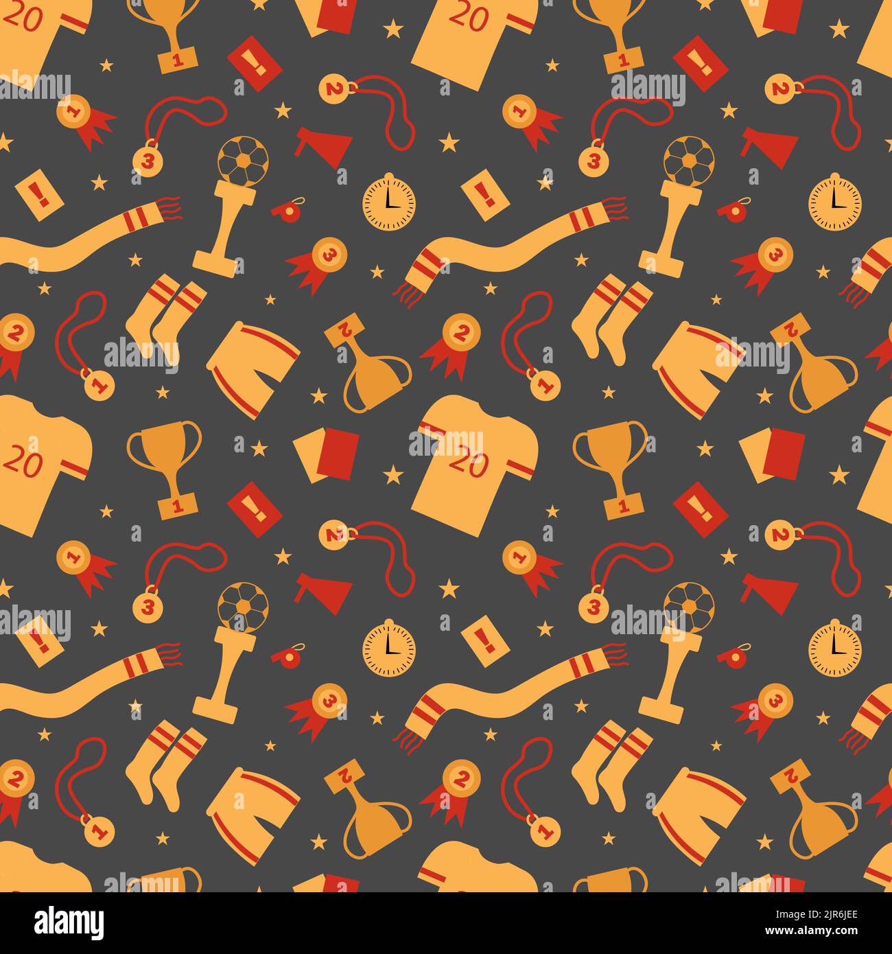 Seamless background with attributes of the game of football. Design ...