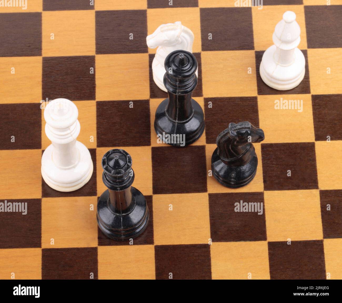 wooden checkerboard with figures Stock Photo - Alamy