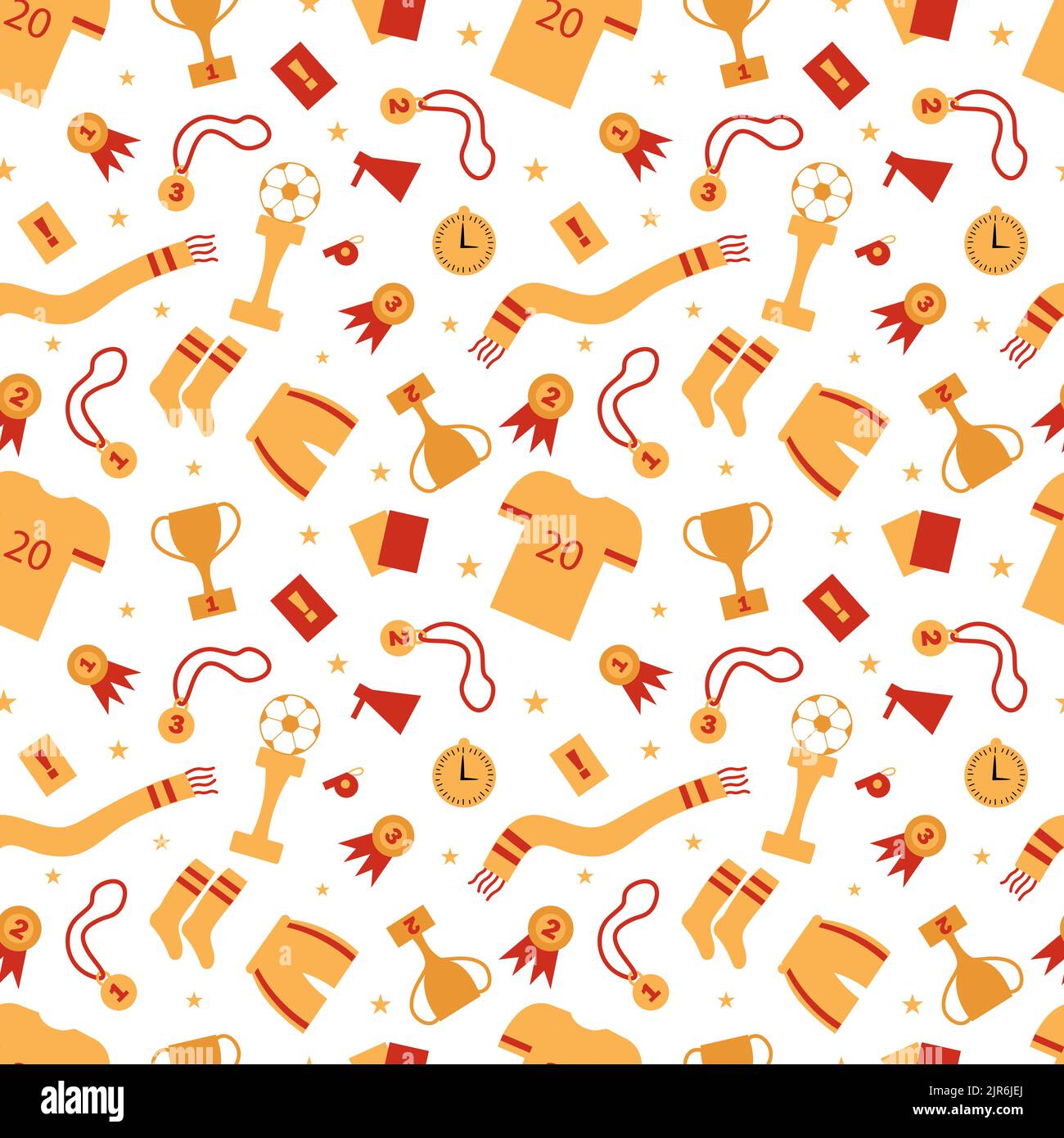 Seamless background with attributes of the game of football. Design ...