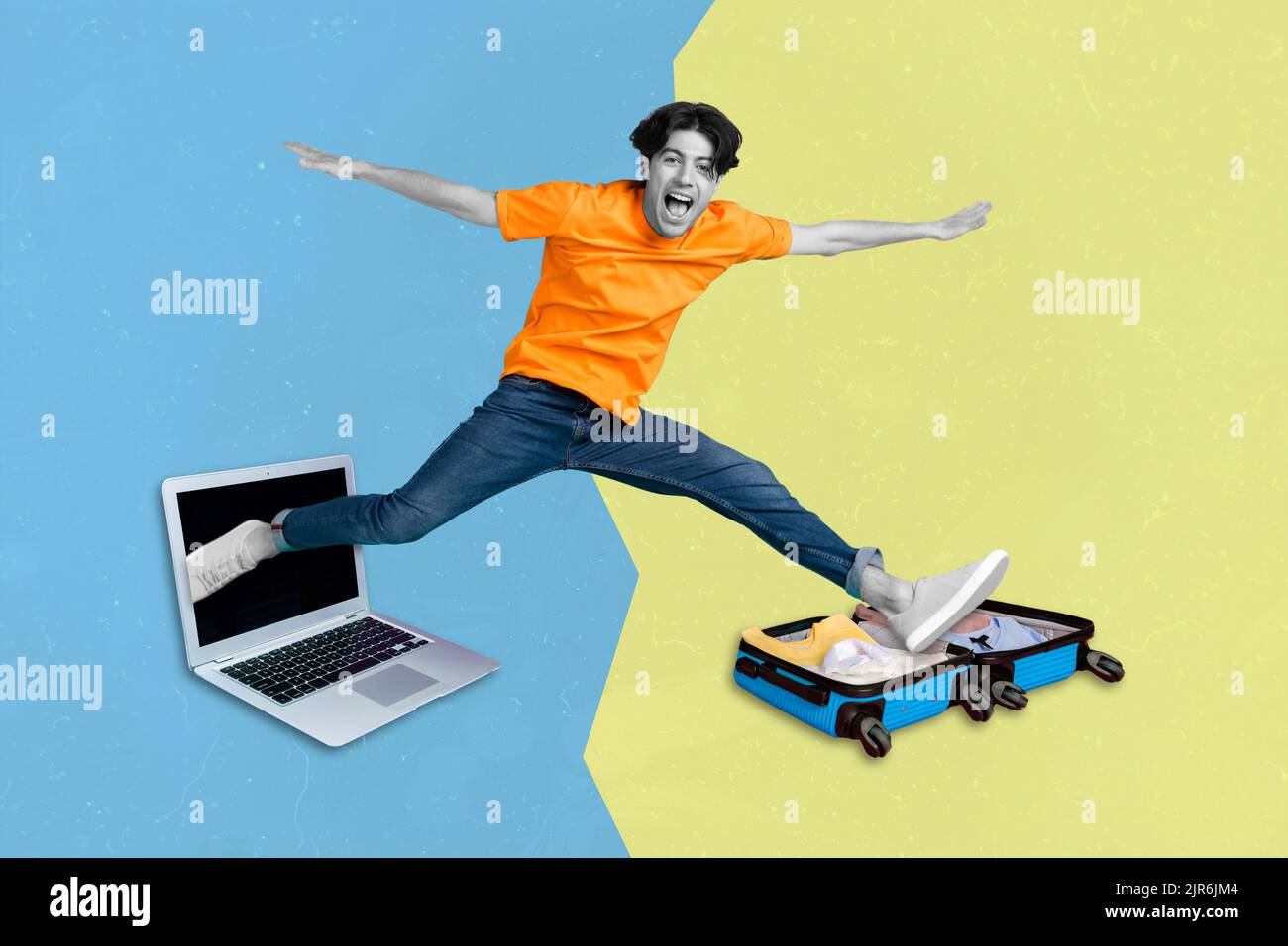Photo cartoon comics sketch collage of crazy energetic guy programmer ...