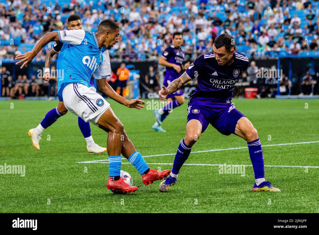 August 21, 2022: Charlotte FC midfielder McKinze Gaines (17) dribbles ...