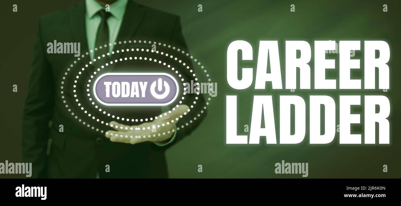 Text showing inspiration Career Ladder. Word Written on Job Promotion ...