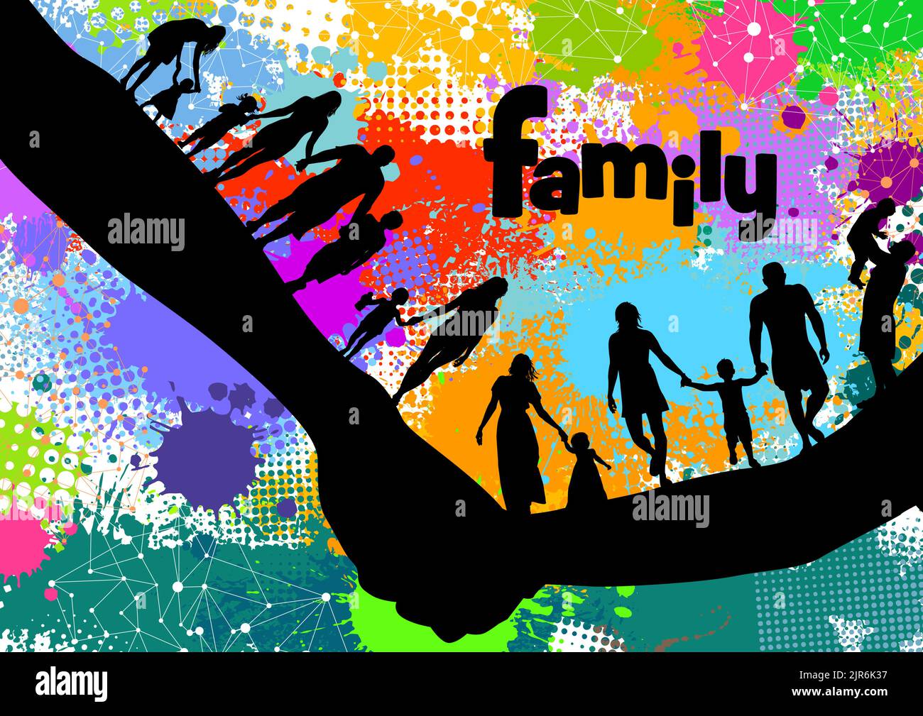 Abstract people holding hands. Family together. Vector illustration ...