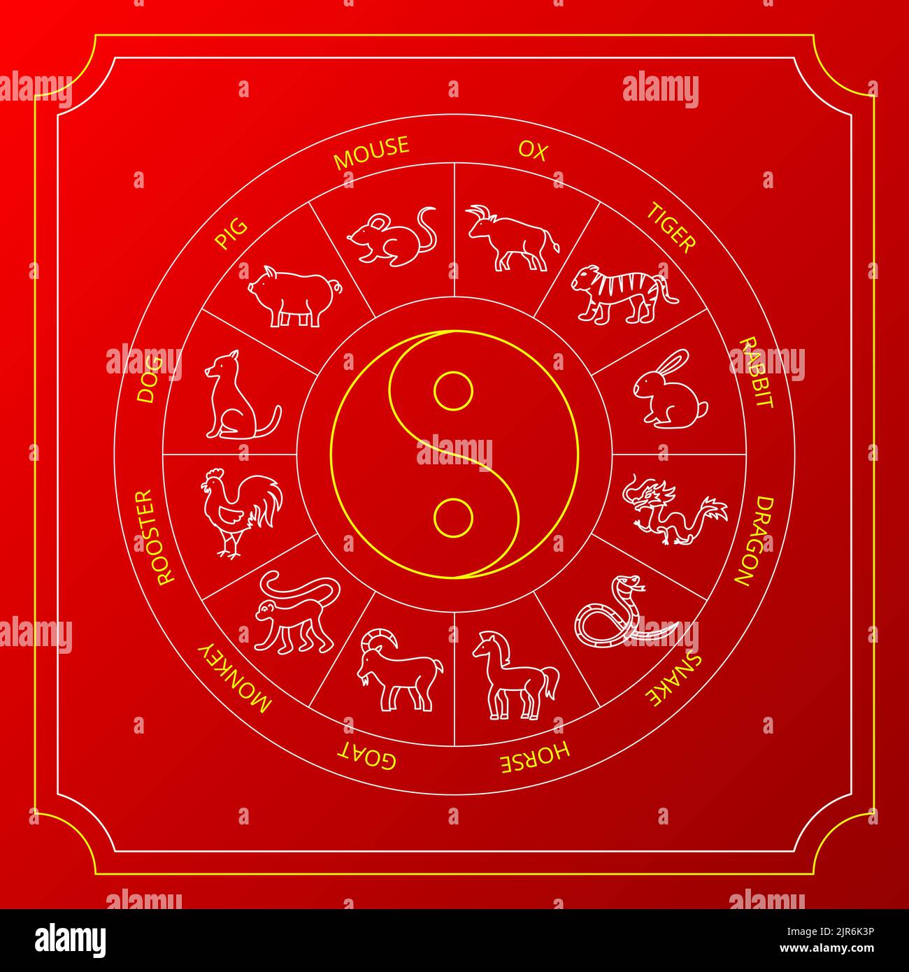 Chinese Zodiac Red Circle Stock Vector Image & Art - Alamy