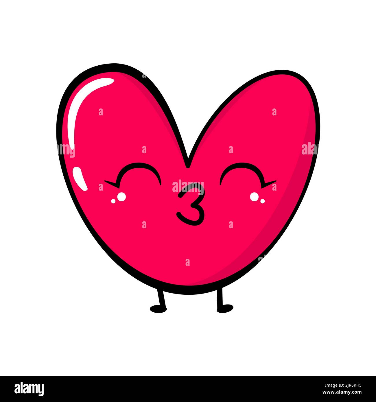 Cartoon heart . Kawaii character stickers pack Stock Vector Image & Art ...