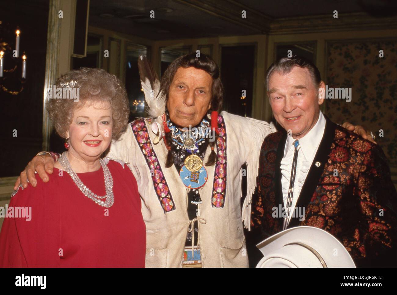 Roy Rogers and Dale Evans with Iron Eyes Cody at the 1987 Angel Awards ...