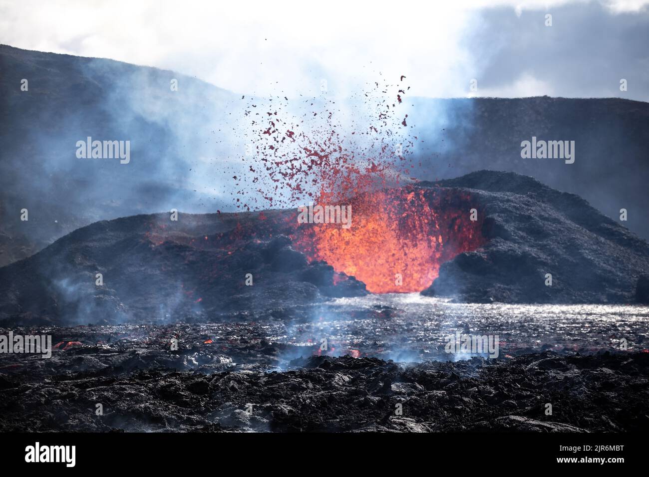 Eruption of the Meradalir Volcano, Reykjanes Peninsula, Iceland, August ...