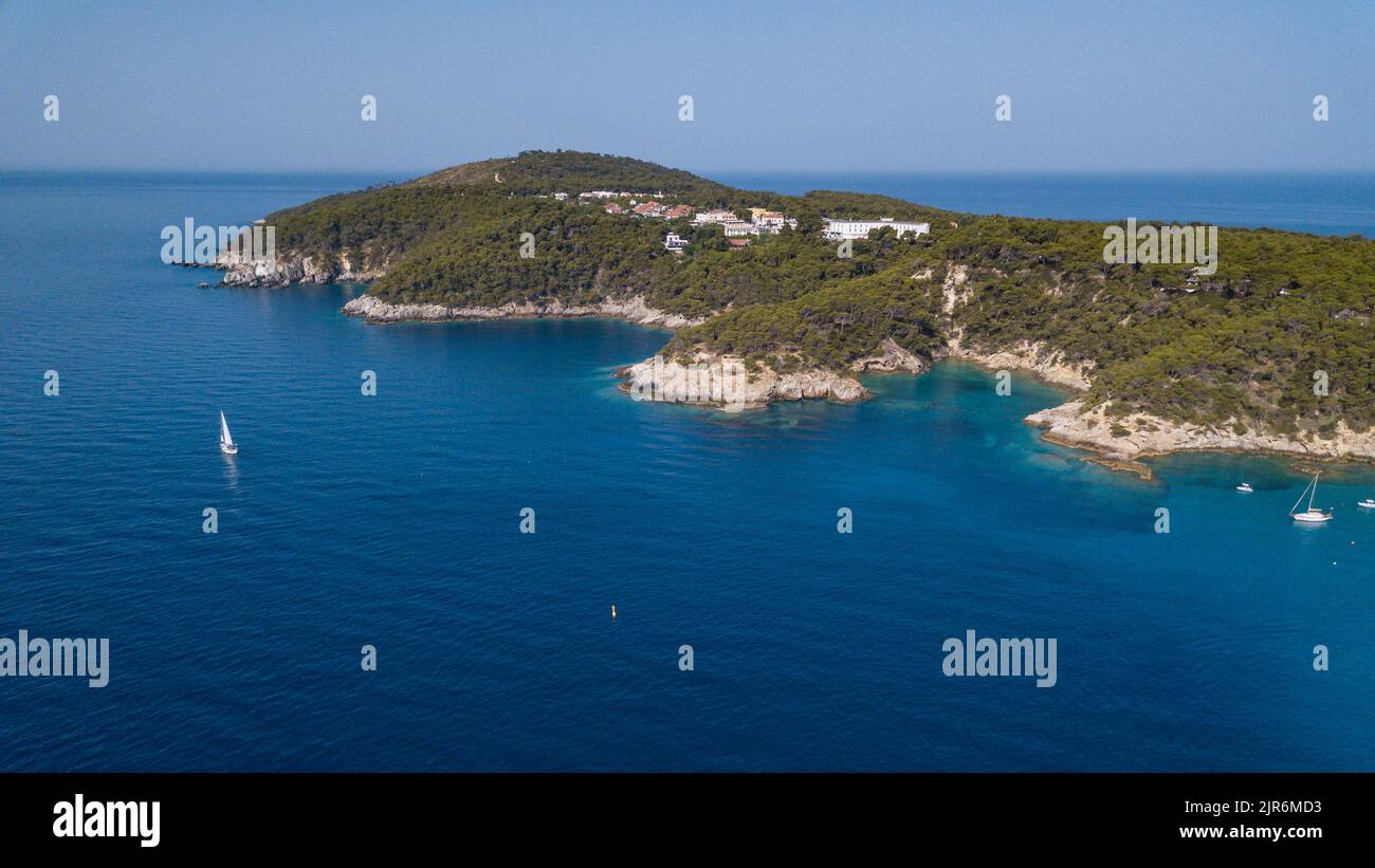 Italy, August 2022: aerial view of the archipelago of the Tremiti ...