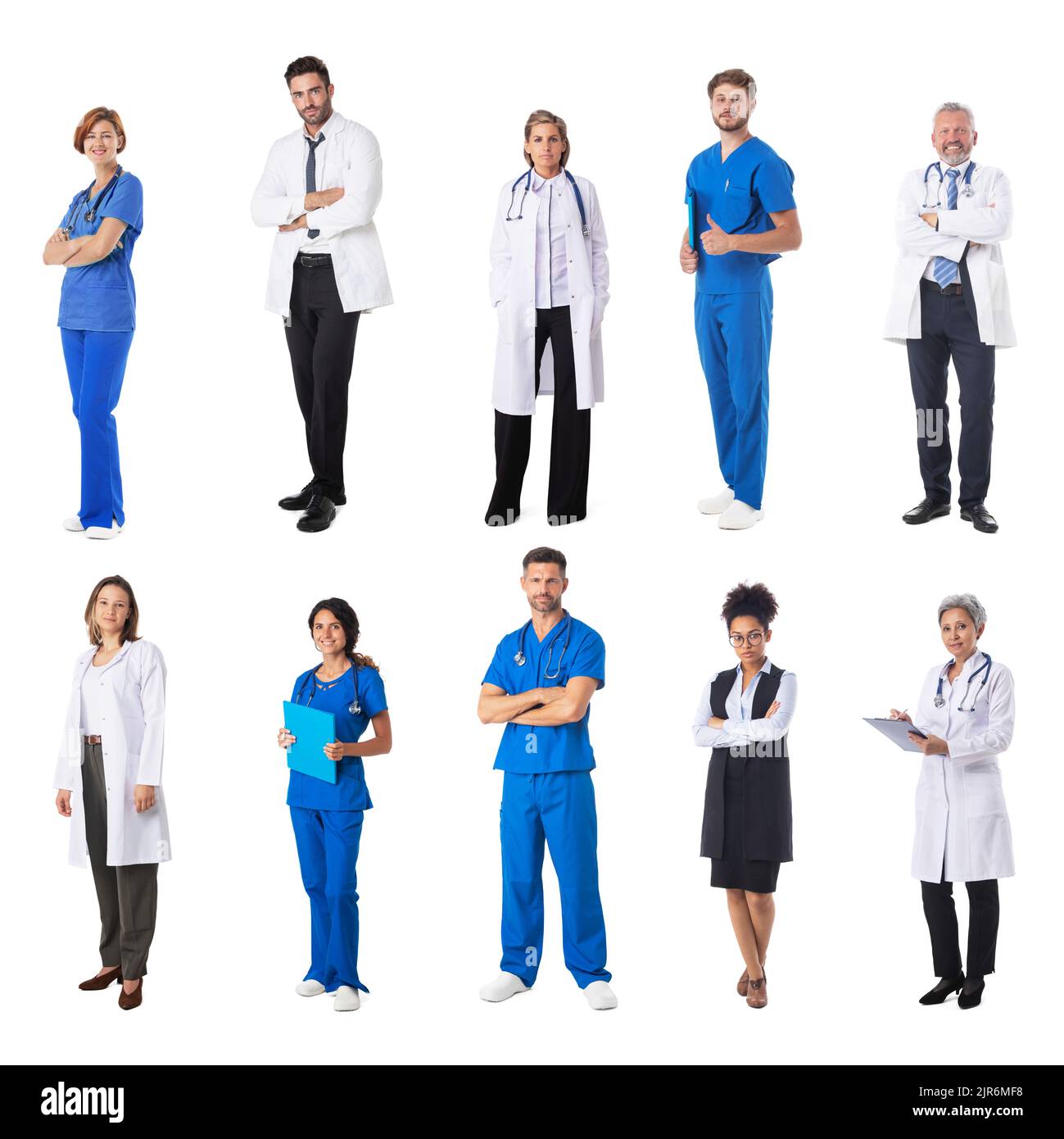 Medical doctor nurse set, heathcare workers, set of full length ...