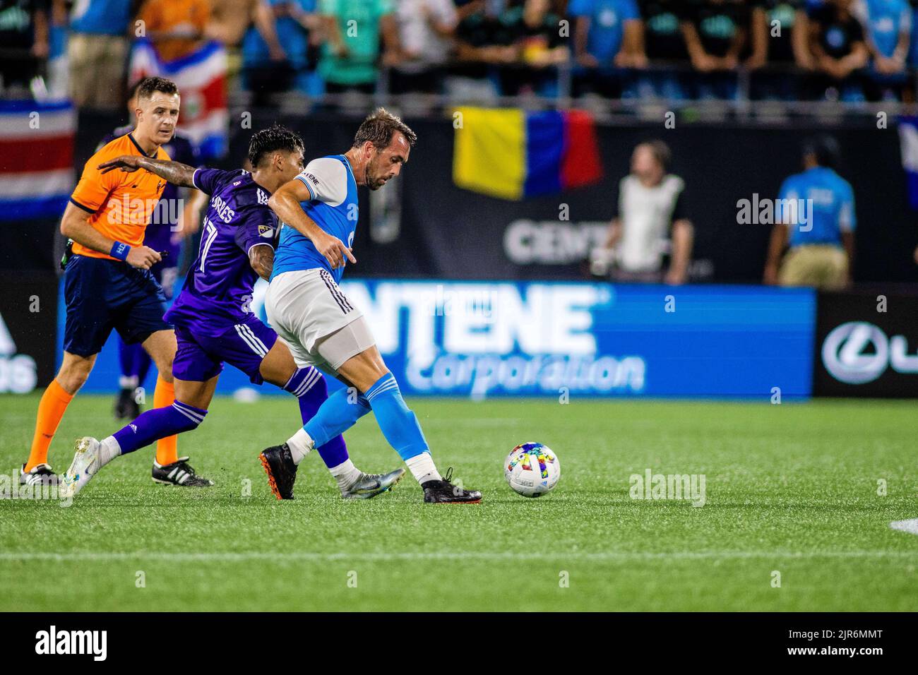 August 21, 2022: Orlando City forward Facundo Torres (17) defends ...