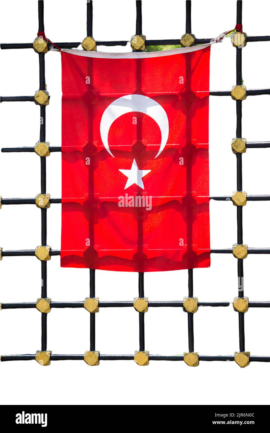 National Flag Republic of Turkey. White crescent moon and star on red ...