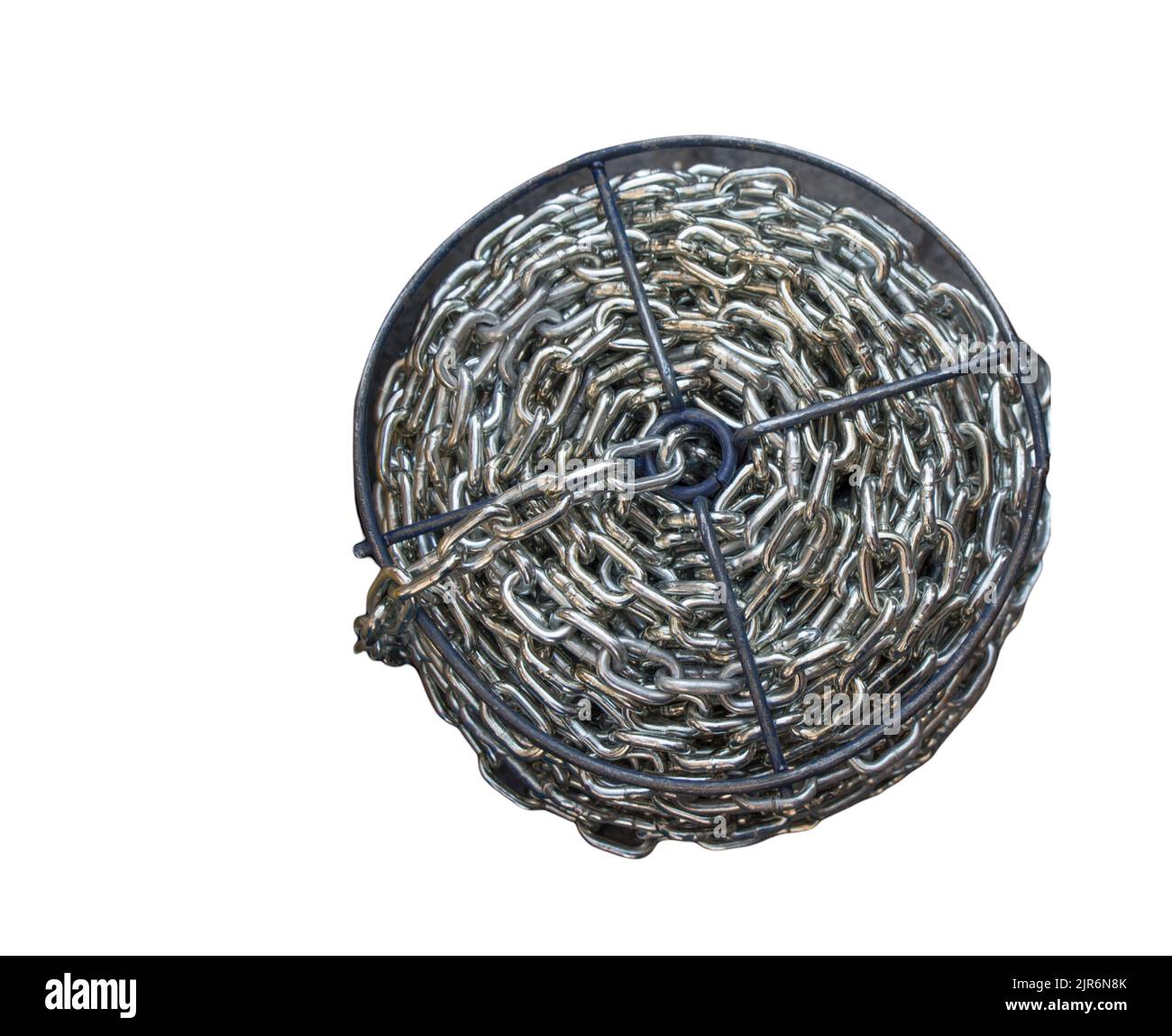 A coiled metal chain isolated on white background Stock Photo - Alamy